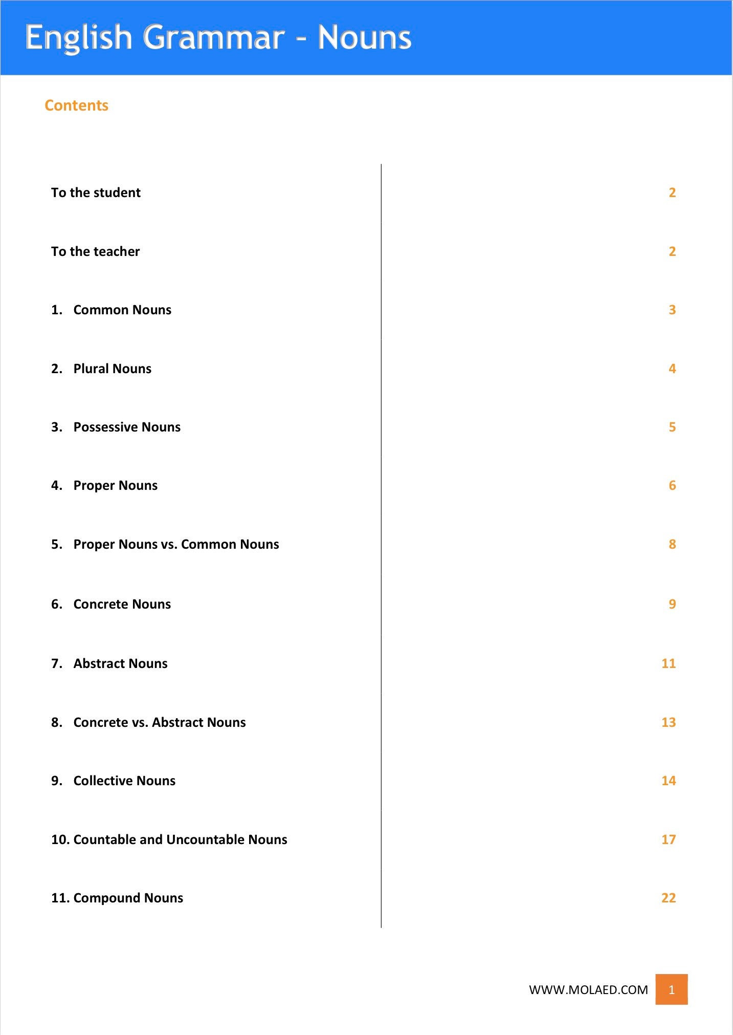 English Grammar Nouns Reference and Practice Ebook - Etsy