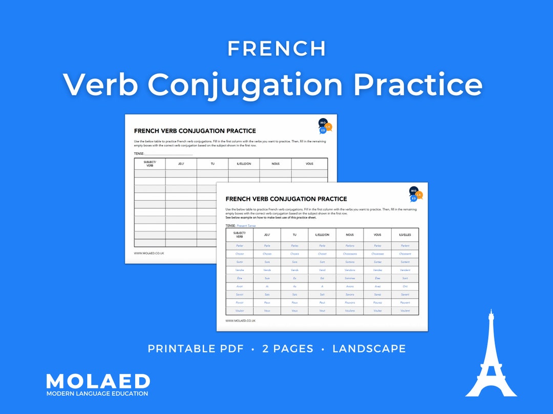 French Verb Conjugation Sheet - Etsy