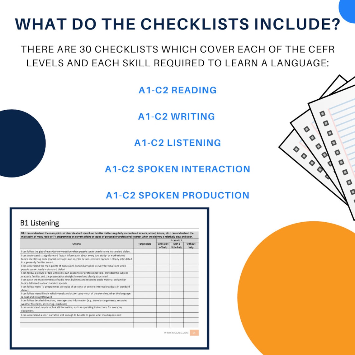 A1-C2 Language Level Checklists Workbook | Etsy