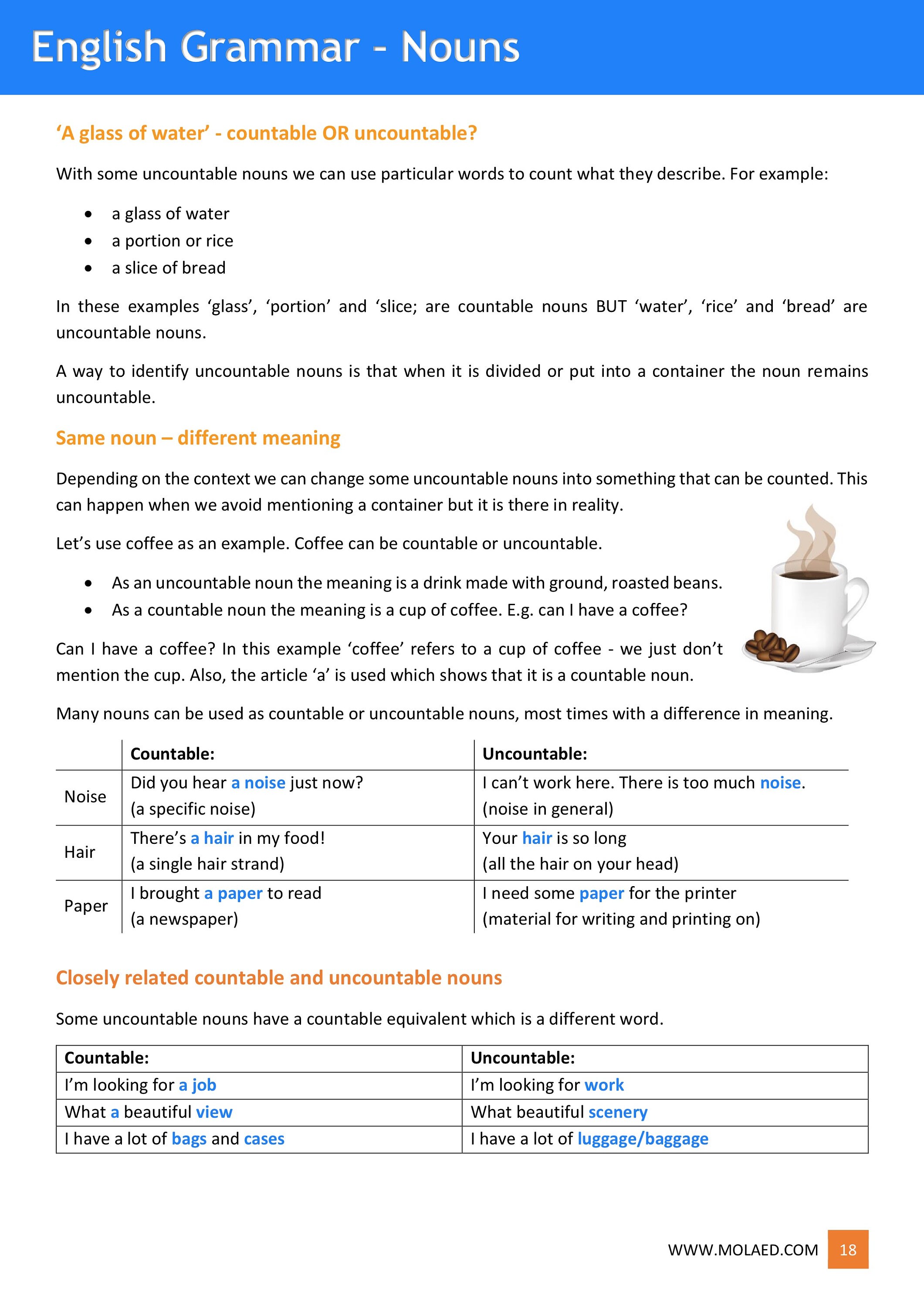 English Grammar Nouns Reference and Practice Ebook - Etsy