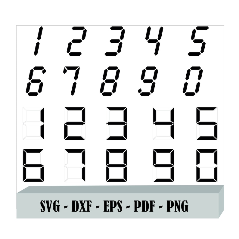 Digital Numbers SVG Bundle, Fonts SVG, Digital Numbers Clipart, Numbers ...