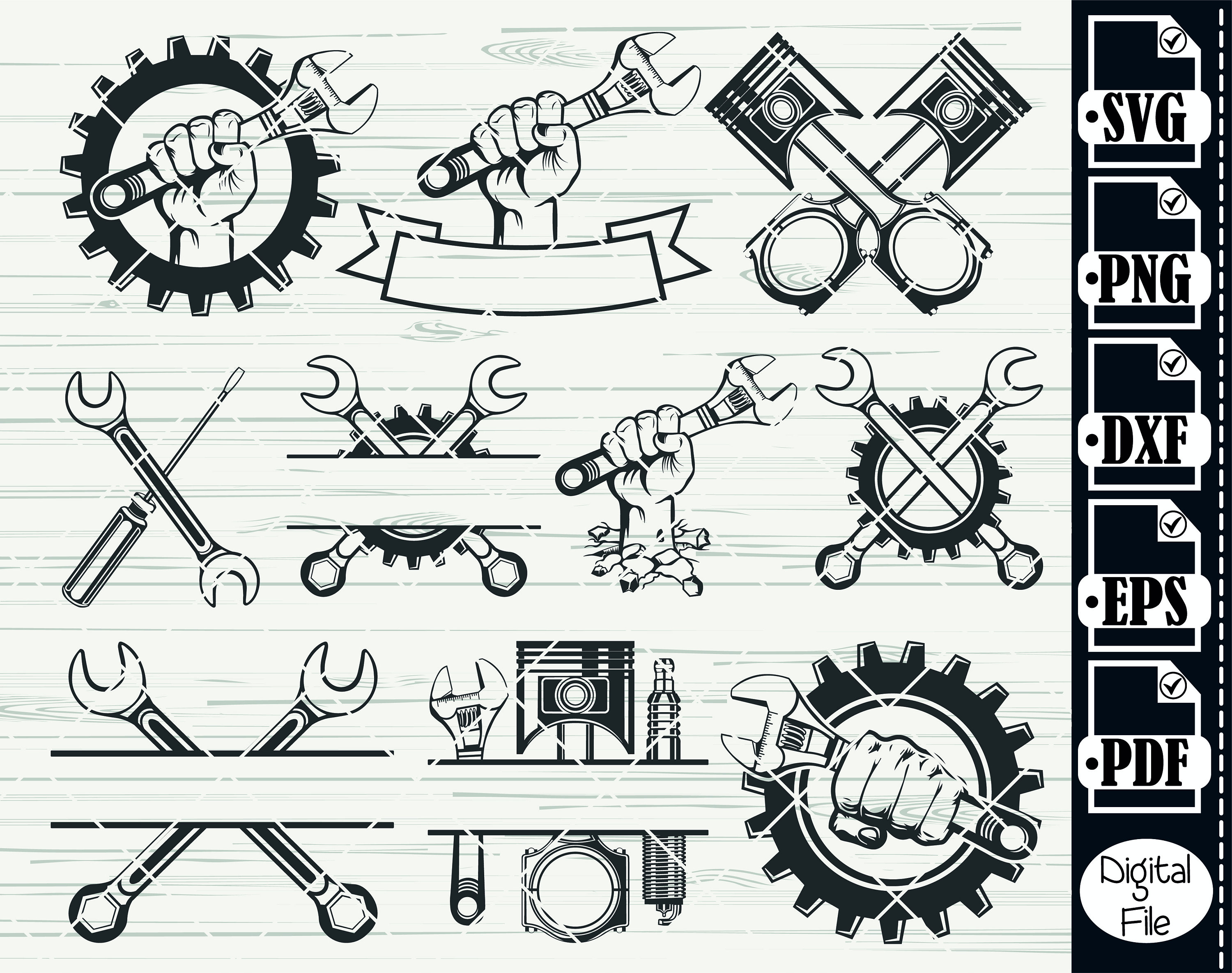 Mechanic Tools SVG, Auto Repair Clipart, Cricut Silhouette Cut Files - Etsy