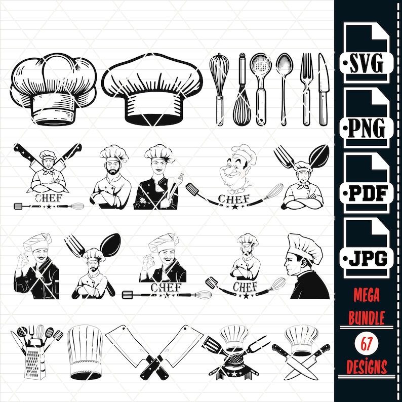 Chef Logo SVG Mega Bundle, Cook Clipart (digital Files) - Etsy
