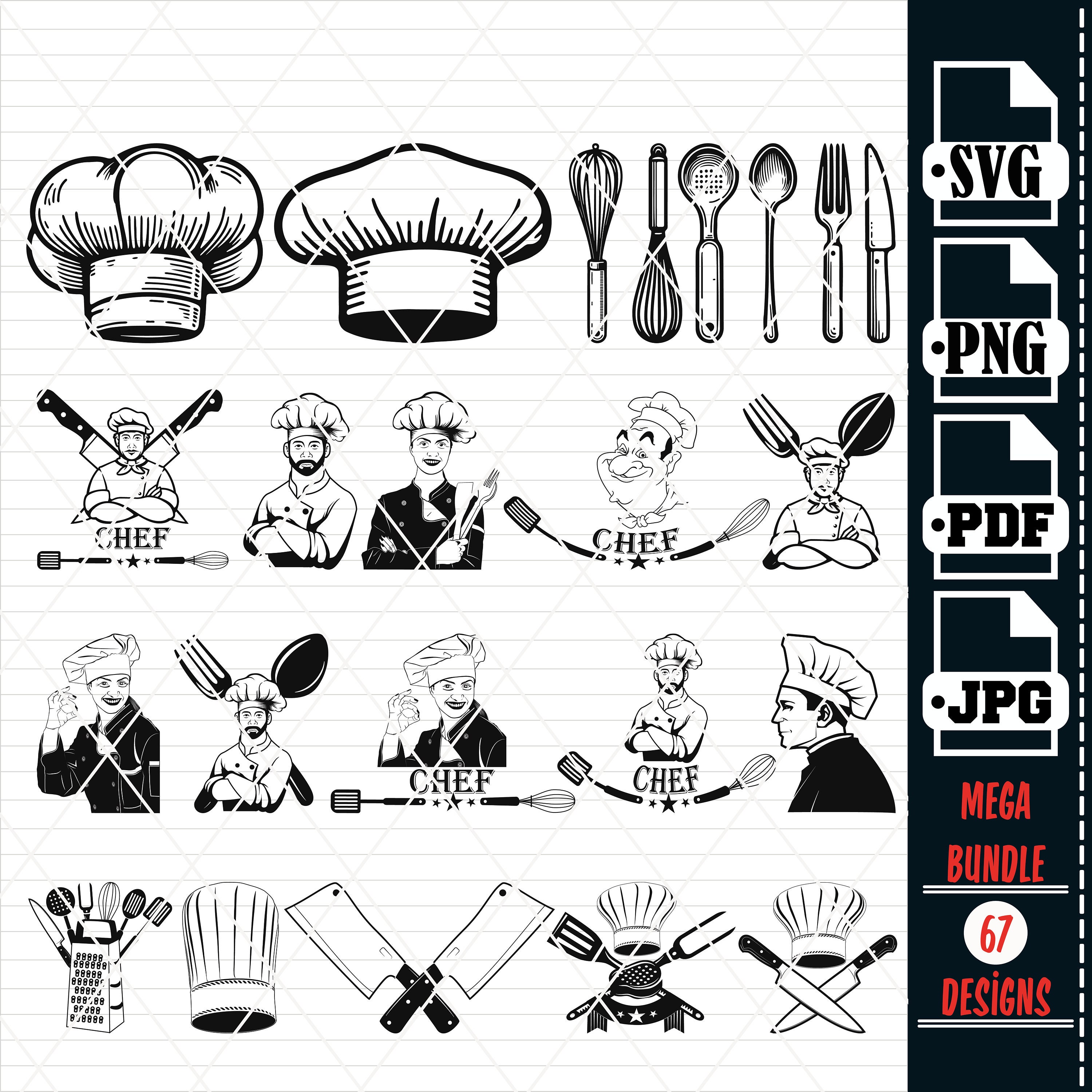 Chef Logo SVG Mega Bundle, Cook Clipart (digital Files) - Etsy