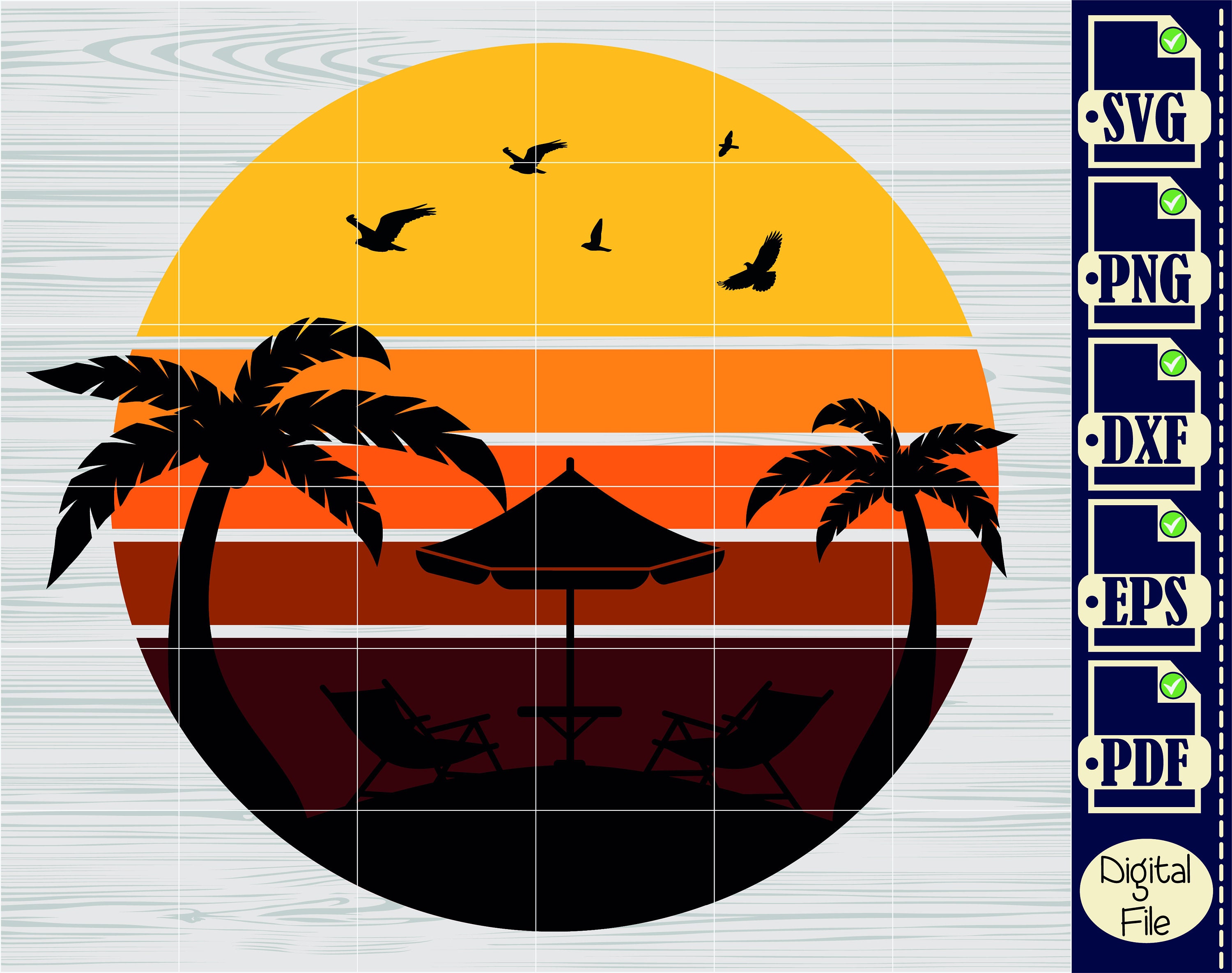 Sunset Palm Tree SVG Bundle, Beach Clipart (digital Files) - Etsy