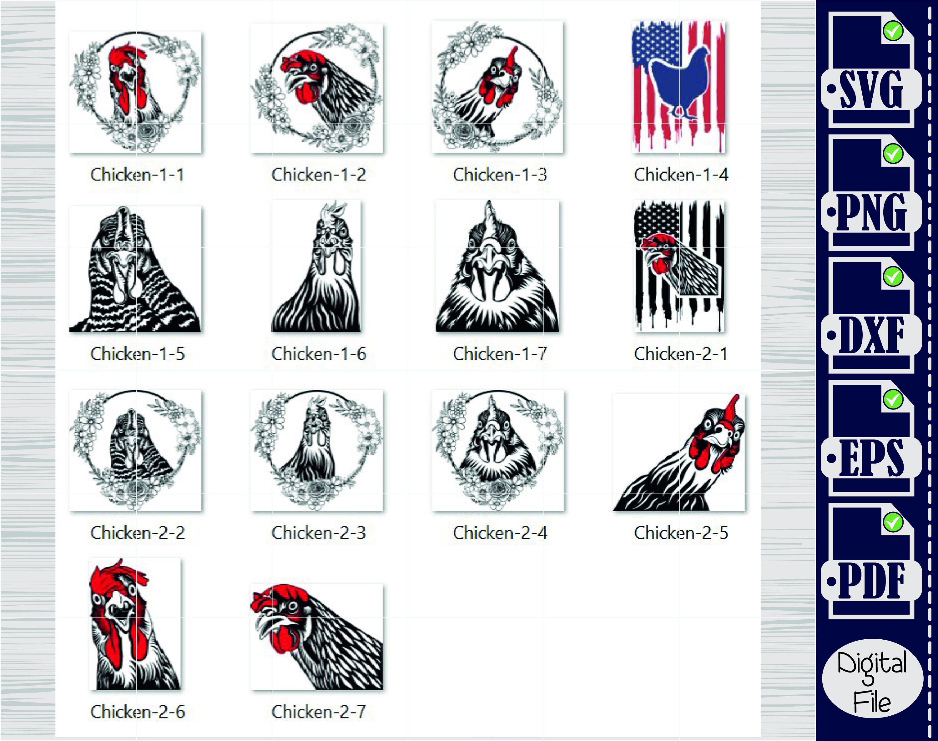 Chicken Svg Files 4 for Cricut Cute Rooster Clipart Farm - Etsy