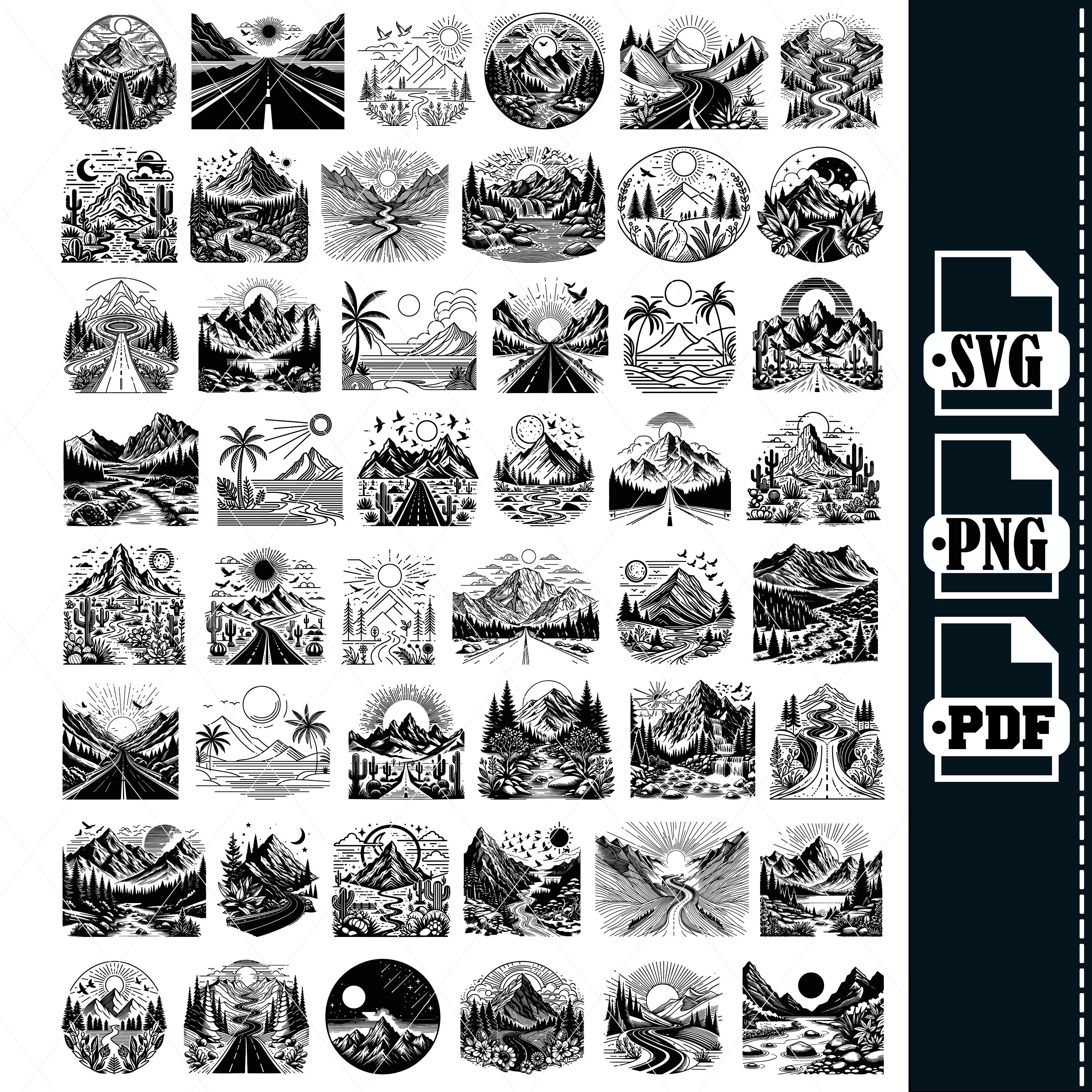 Mountain Landscape SVG Clipart, Trees, Forest, Travel (svg, Png, Pdf ...