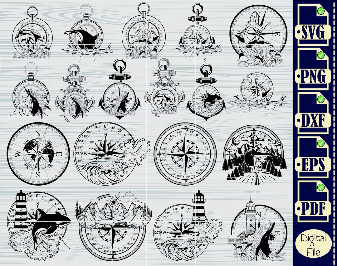Nautical Compass SVG Bundle, Ocean Adventure Clipart (cut Files) - Etsy