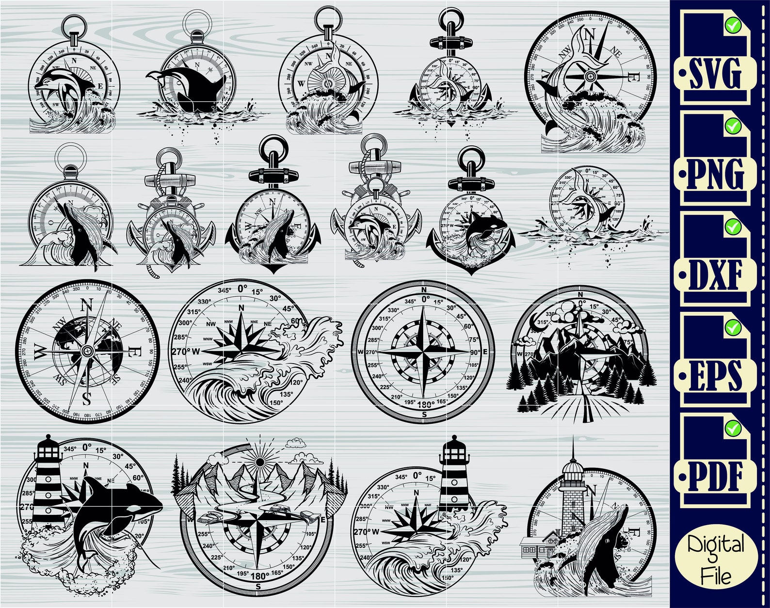 Nautical Compass SVG Bundle, Ocean Adventure Clipart (cut Files) - Etsy
