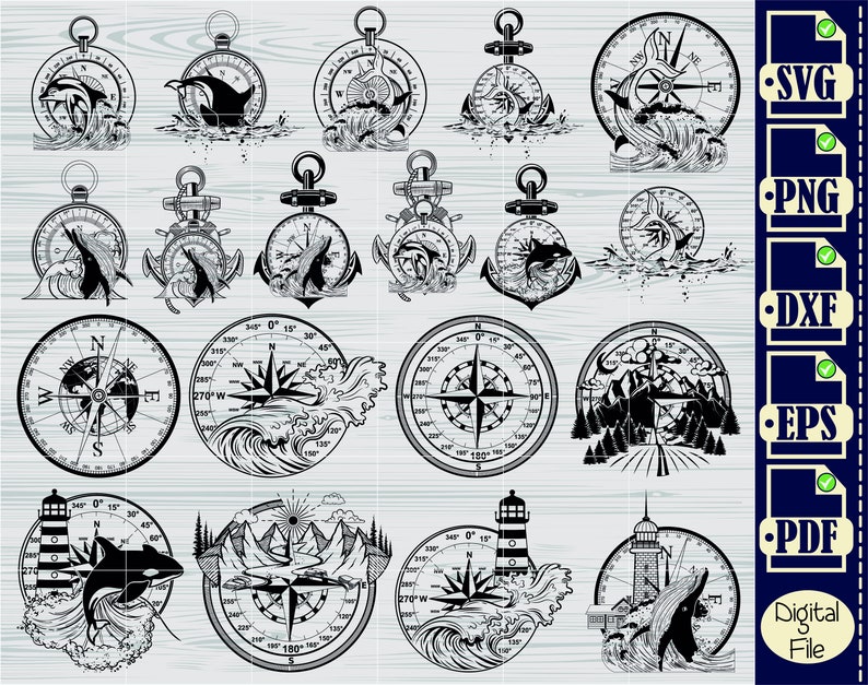 Compass SVG Bundle Nautical Compass SVG Scenic Compass - Etsy