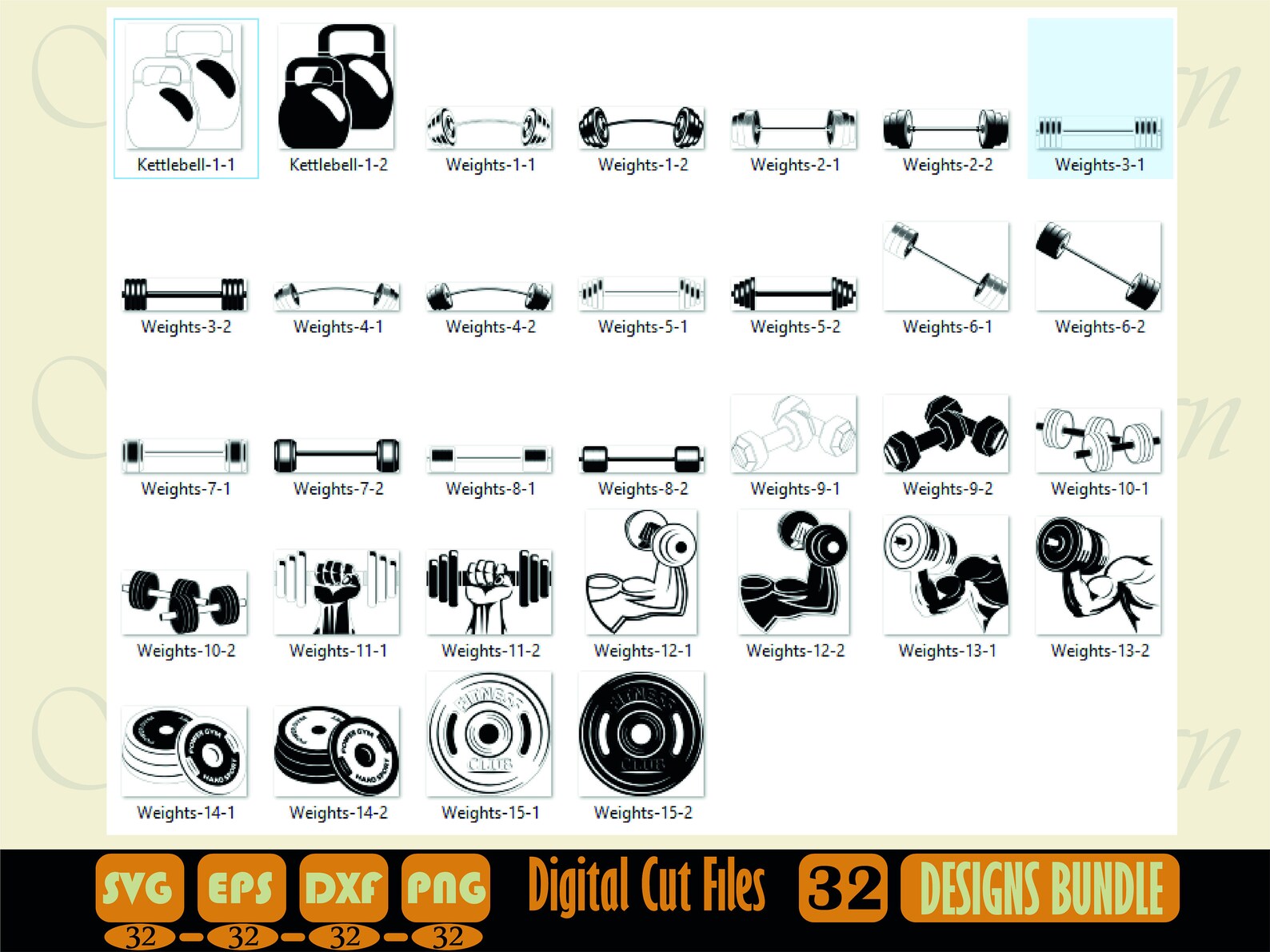 Weight Set SVG Bundle Weight Set SVG Clipart Cut Files for - Etsy