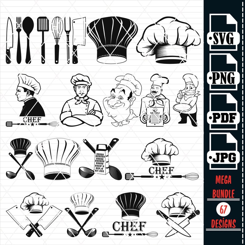 Chef Logo SVG Mega Bundle, Cook Clipart (digital Files) - Etsy