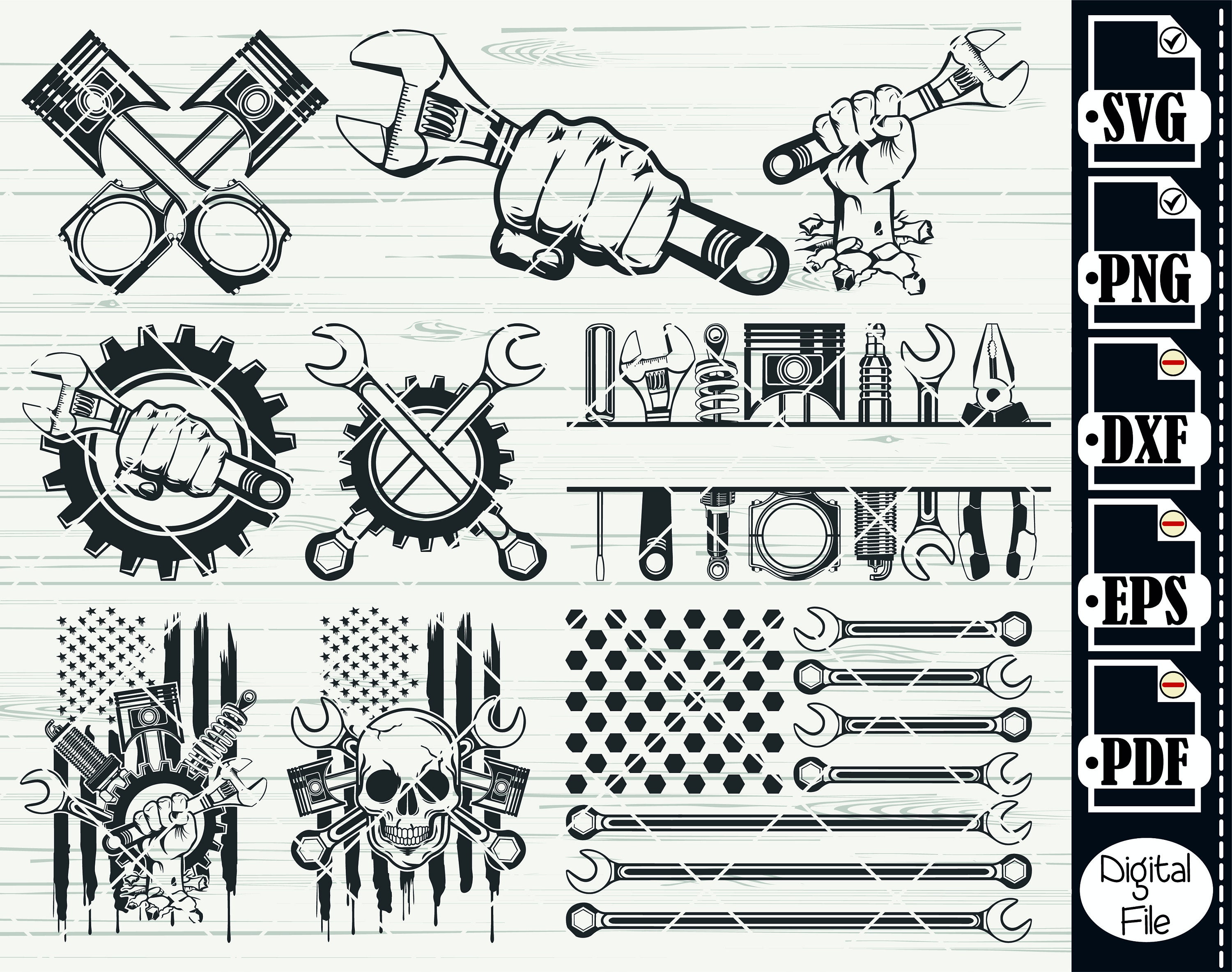 Mechanic SVG Mega Bundle, Tools, Skull, Cricut Silhouette Cut Files - Etsy