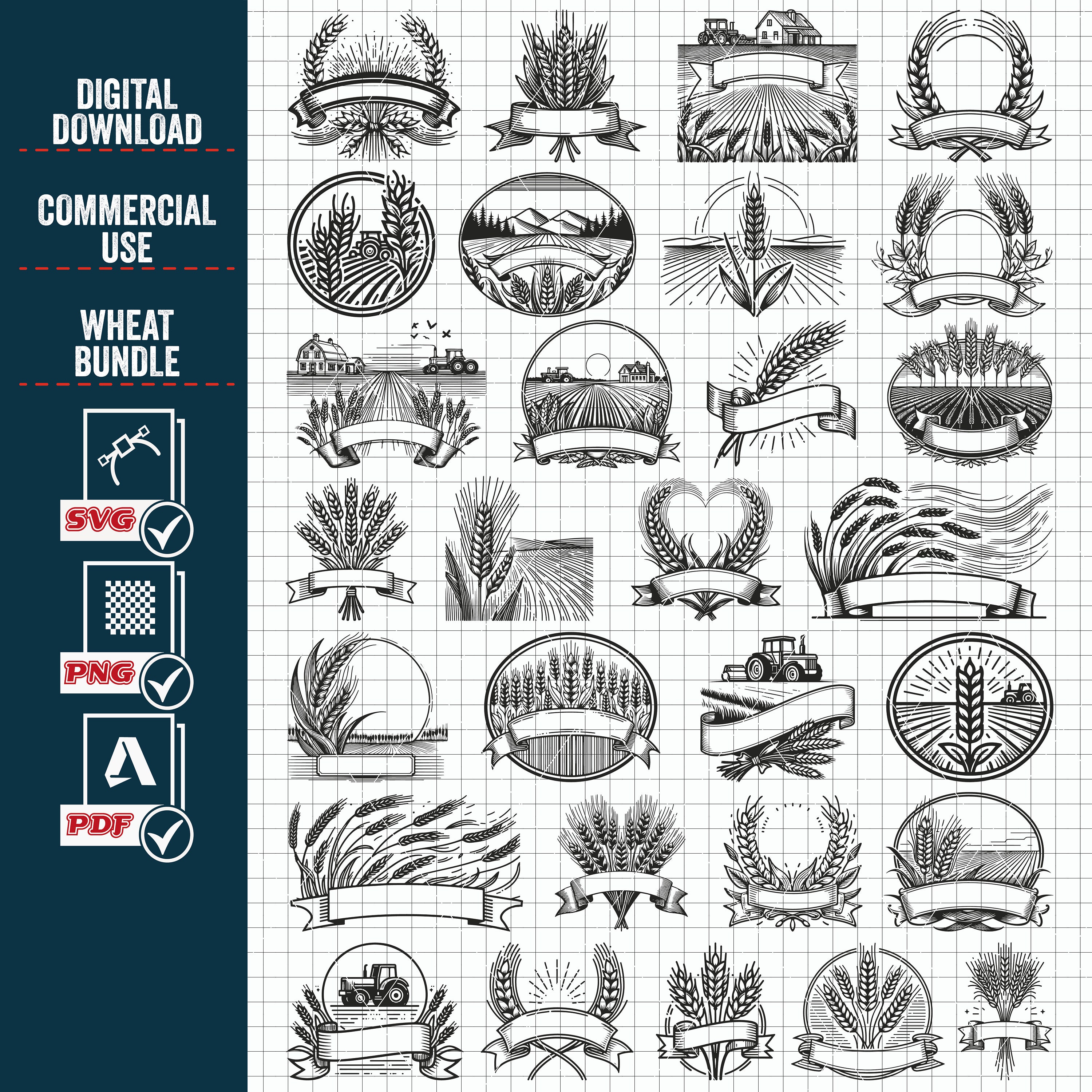 Wheat SVG Clipart Bundle, Grain Vector Cut Files (digital Download) - Etsy