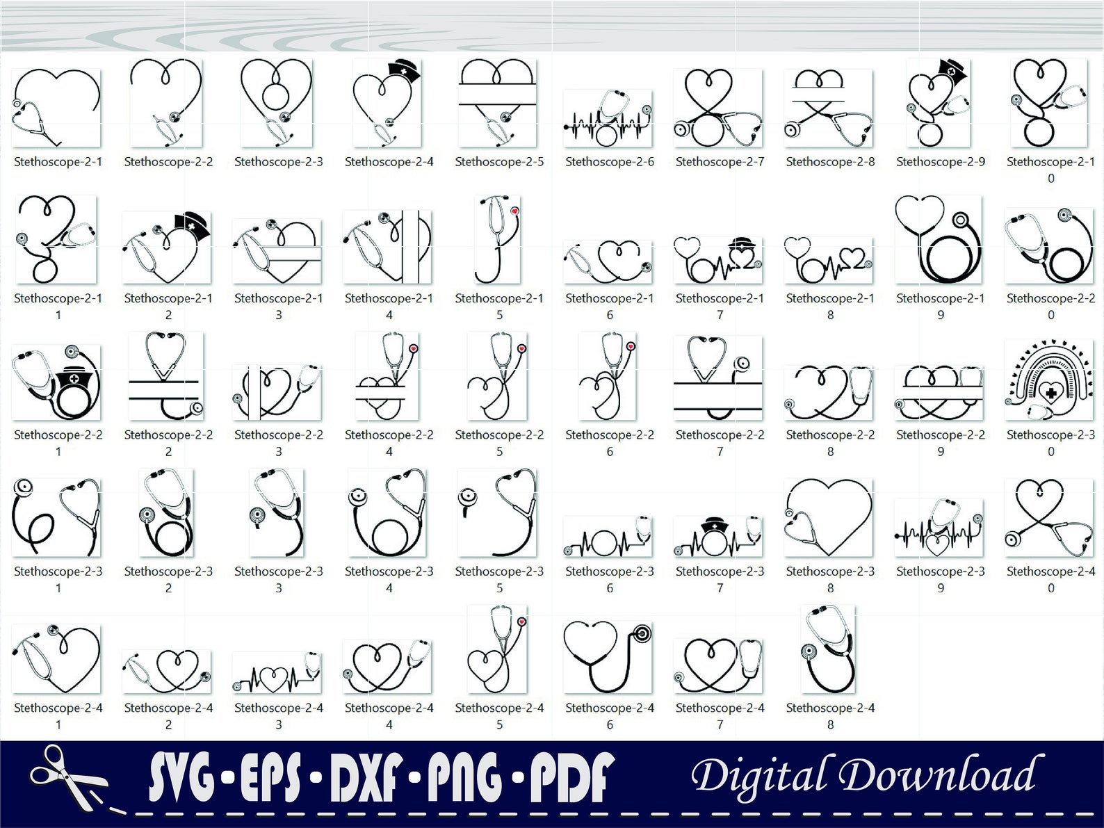 Stethoscope SVG 3 Stethoscope Split Monogram SVG Bundle - Etsy