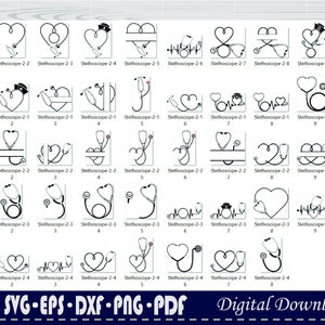 Stethoscope SVG 3 Stethoscope Split Monogram SVG Bundle - Etsy