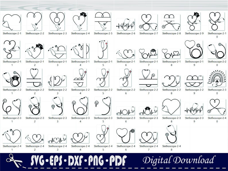 Stethoscope SVG 3 Stethoscope Split Monogram SVG Bundle - Etsy