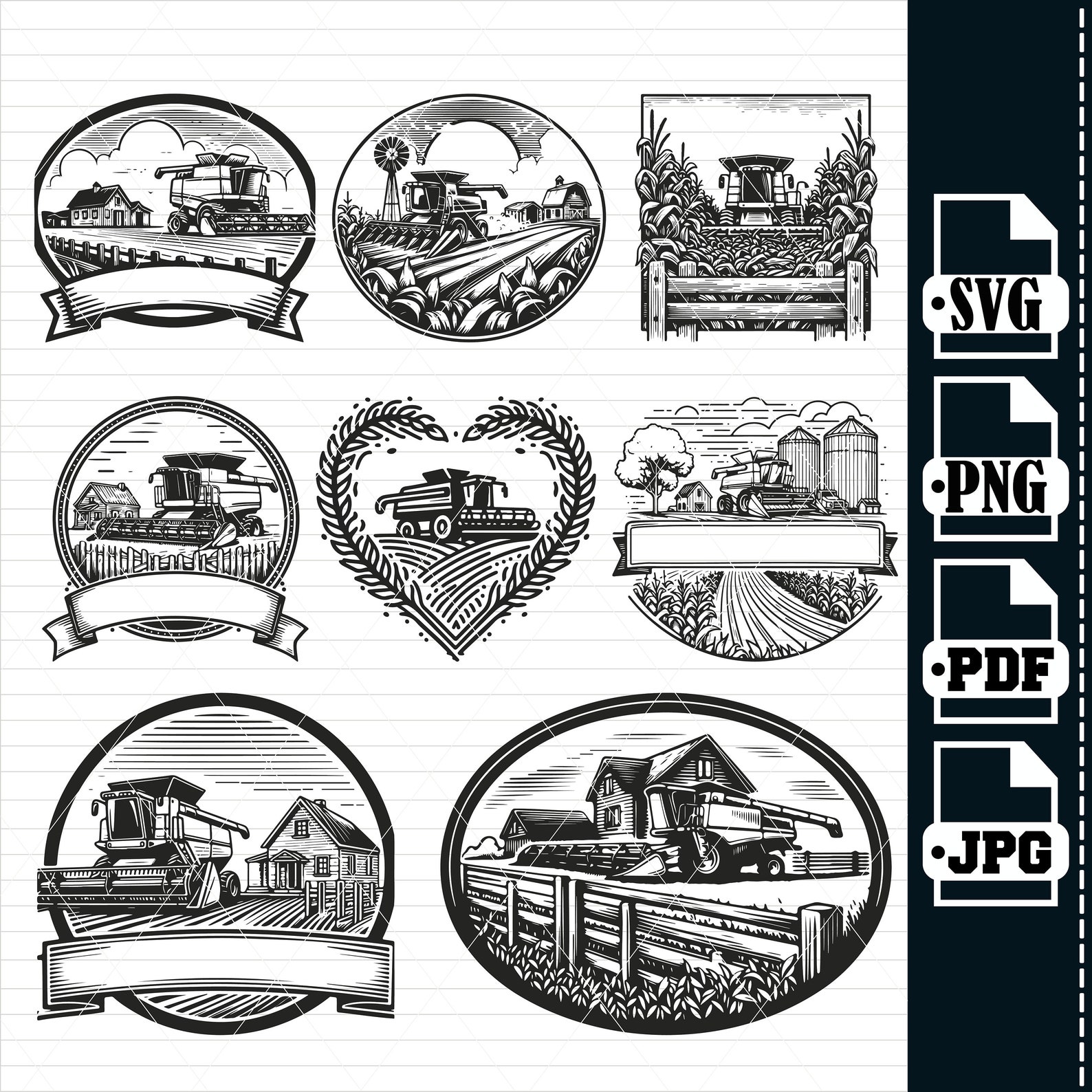 Combine Harvester SVG, Farm Vehicle SVG, Wheat Harvester Svg, Combine ...