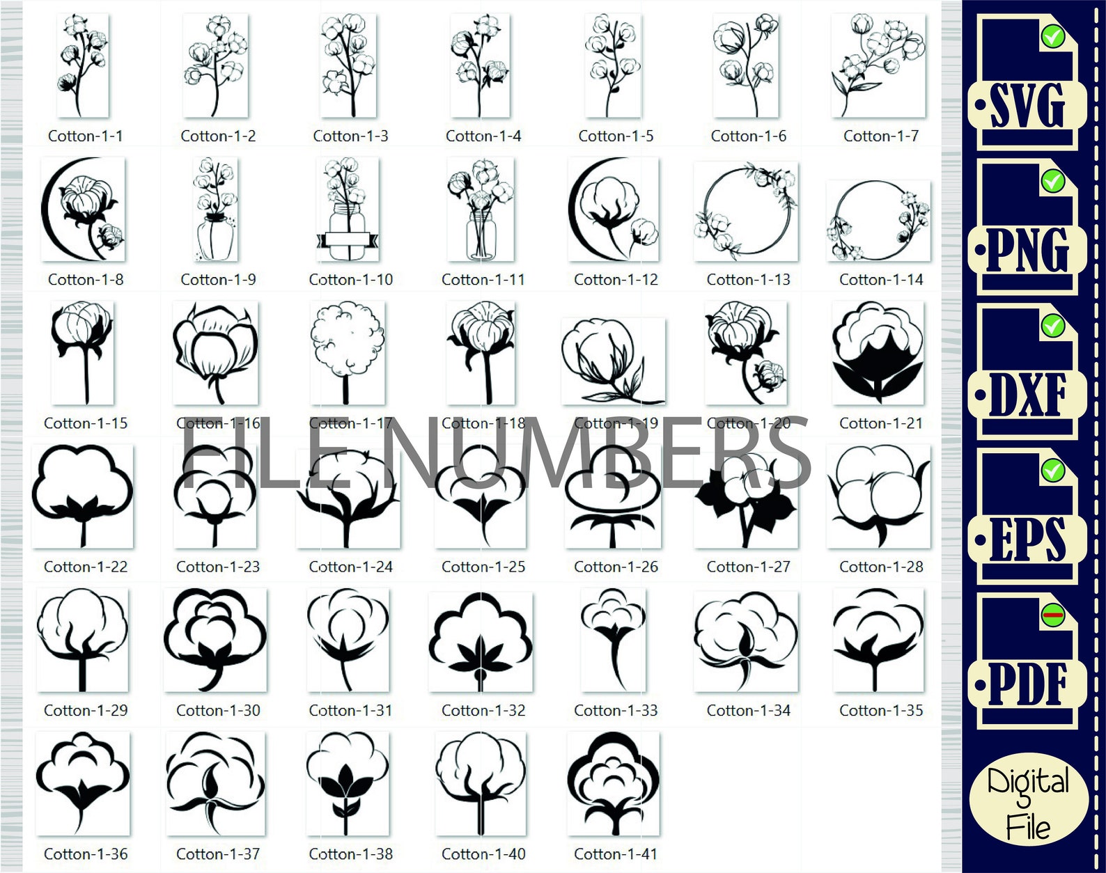 Cotton SVG File Cotton Ball Svg Cotton Branch Svg Cotton - Etsy