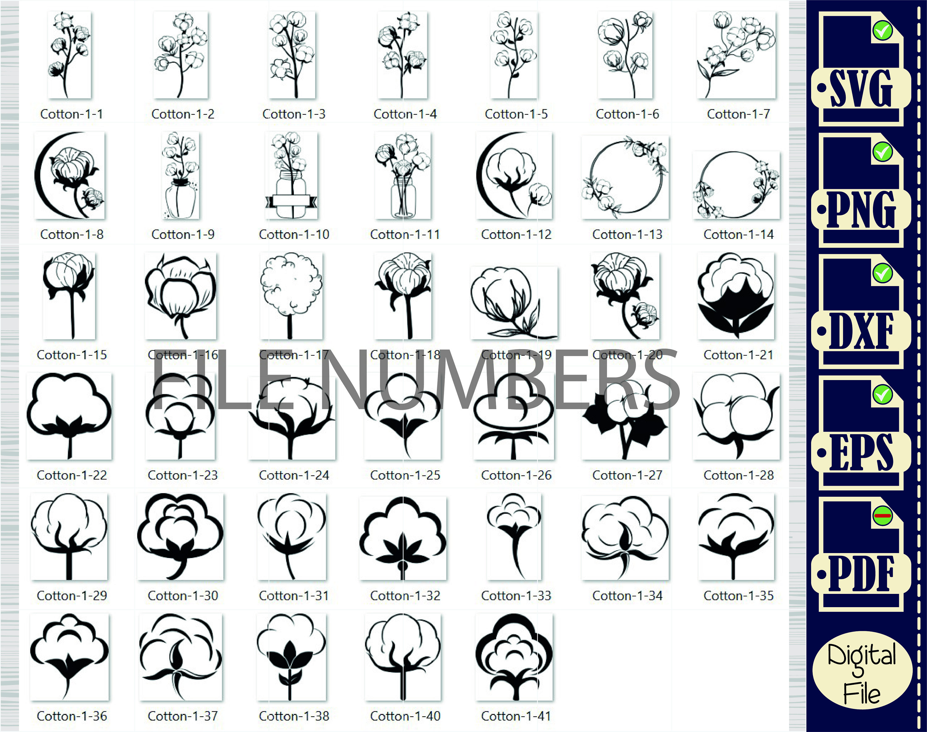 Cotton SVG File Cotton Ball Svg Cotton Branch Svg Cotton - Etsy