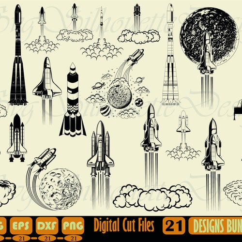 Rocketship SVG Spacecraft SVG Bundle Clipart Cut Files for - Etsy