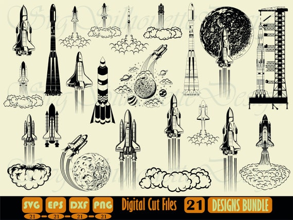 Rocketship SVG Spacecraft SVG Bundle Clipart Cut Files for | Etsy