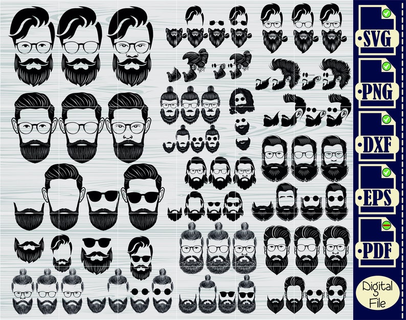 Beard Man SVG Bundle Beard Face SVG Beard Face Clipart Cut - Etsy