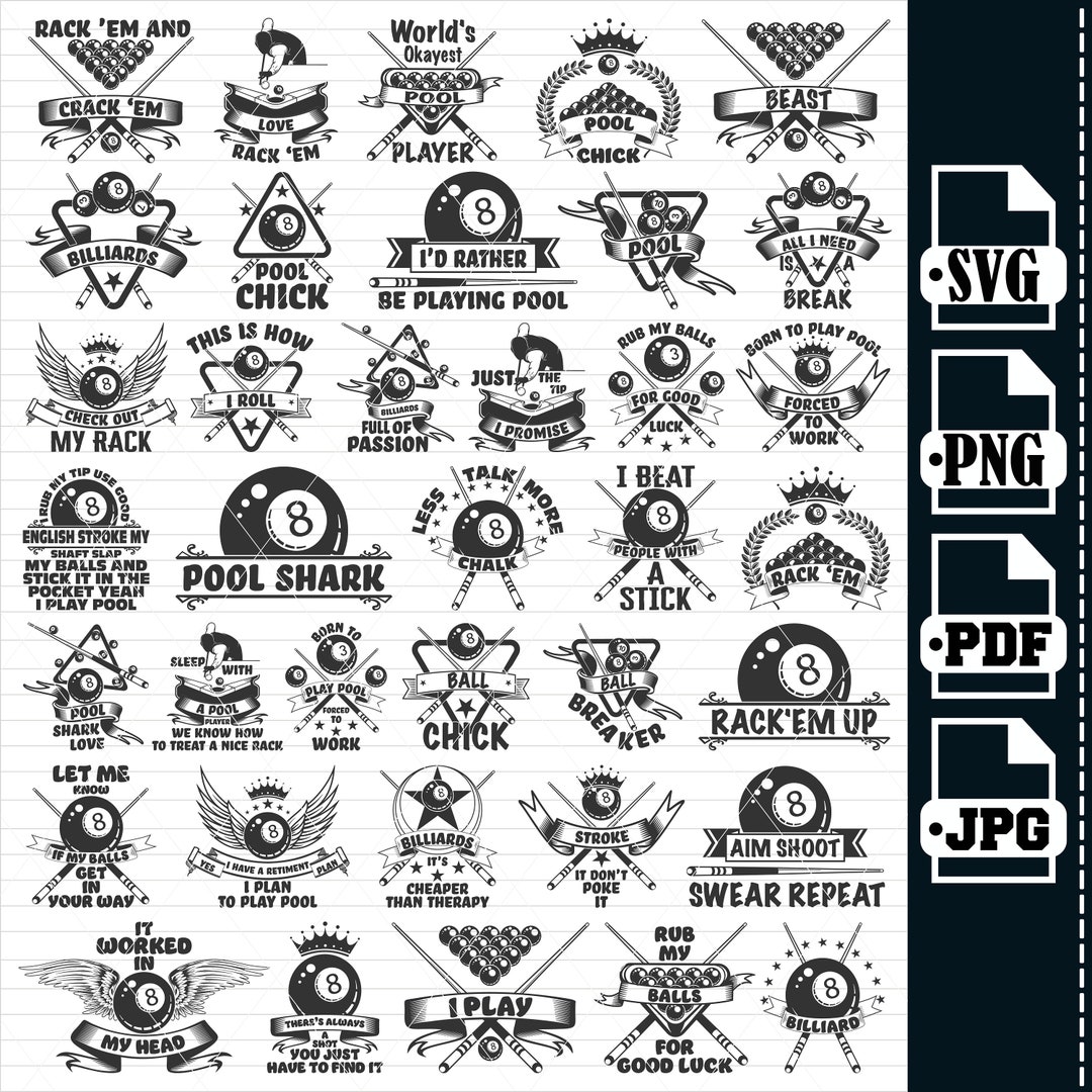Billiards SVG Bundle, Pool Clip Art, Cut Files (svg, Png, Pdf, Jpg) - Etsy