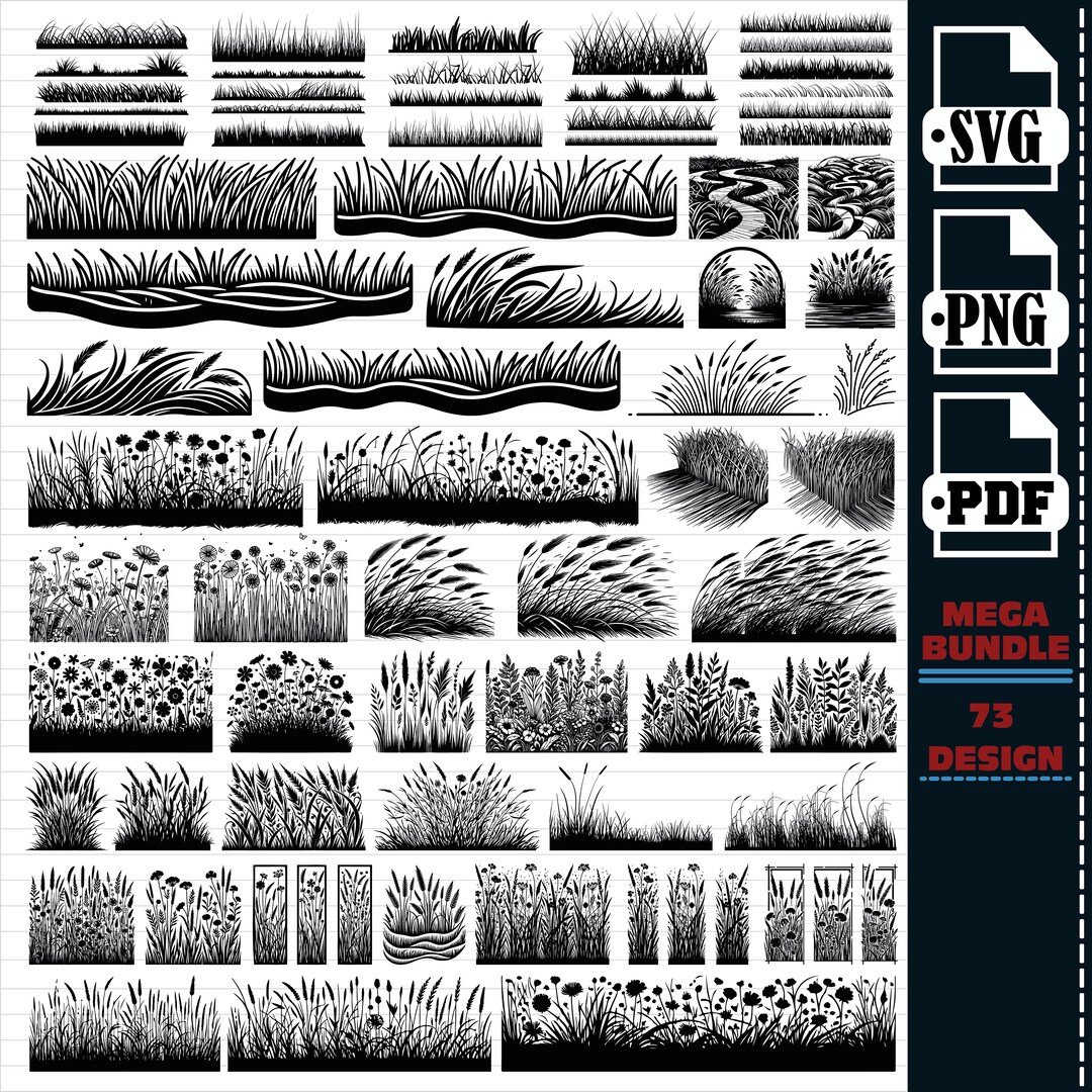 Grass SVG Mega Bundle, Grass SVG, Garden Grass Clipart, Flower Grass ...
