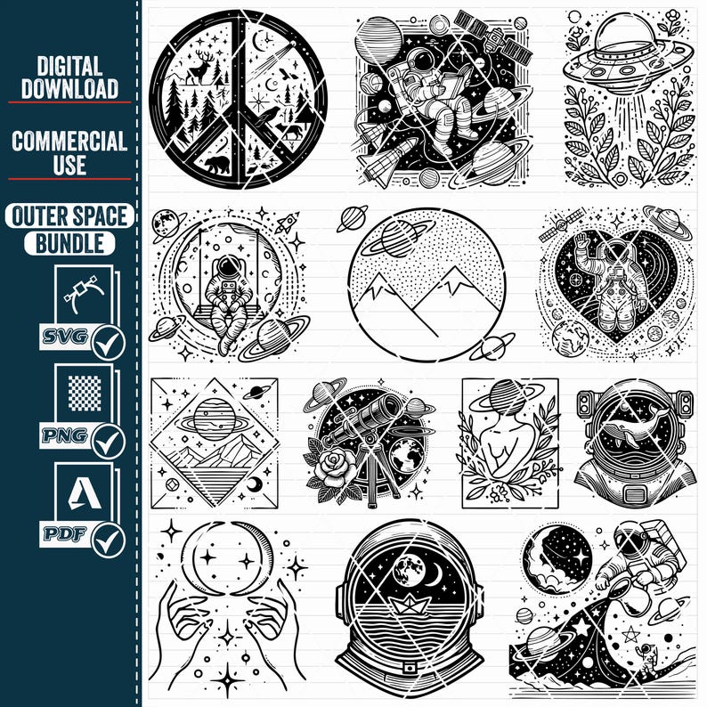 Outer Space SVG PNG Bundle, Celestial, Astronaut Cut Files (digital ...