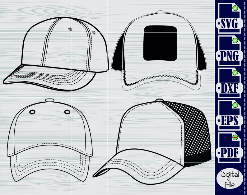 Baseball Cap SVG Bundle, Snapback Hat Cut Files (svg, Png, Dxf, Eps) - Etsy