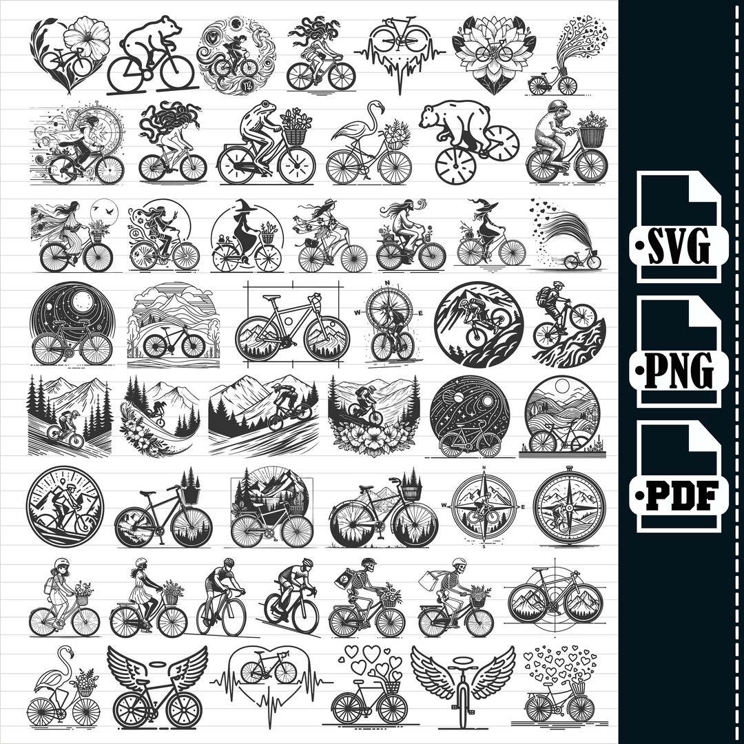 Bicycle SVG BUNDLE, Bicycle With Flower, Mountain Bike Svg, Bicycle ...