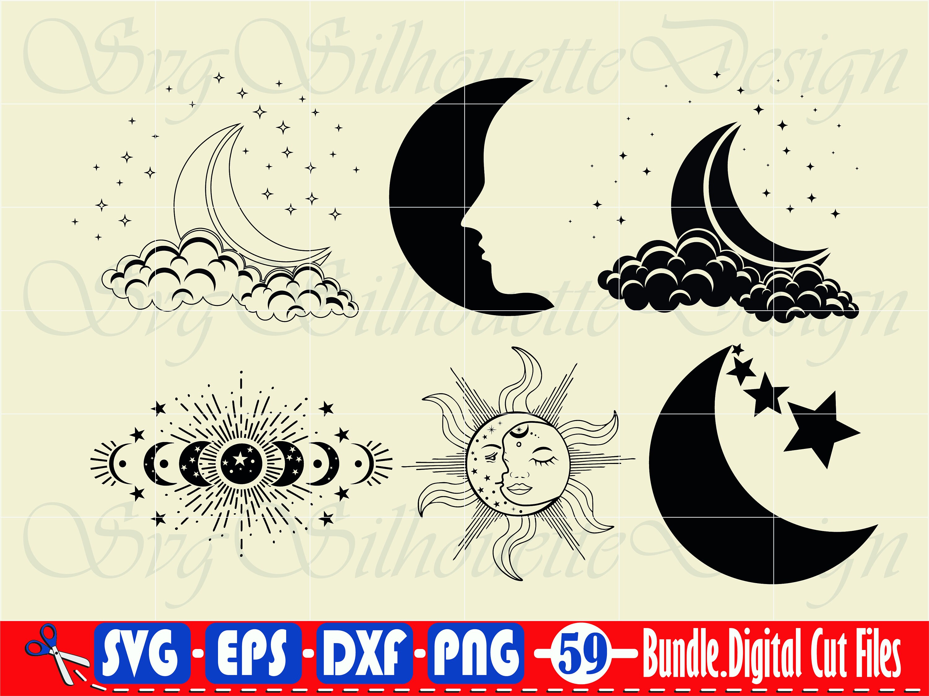 Moon Phases Svg 1 Celestial Svg Moon Phase Svg Boho - Etsy
