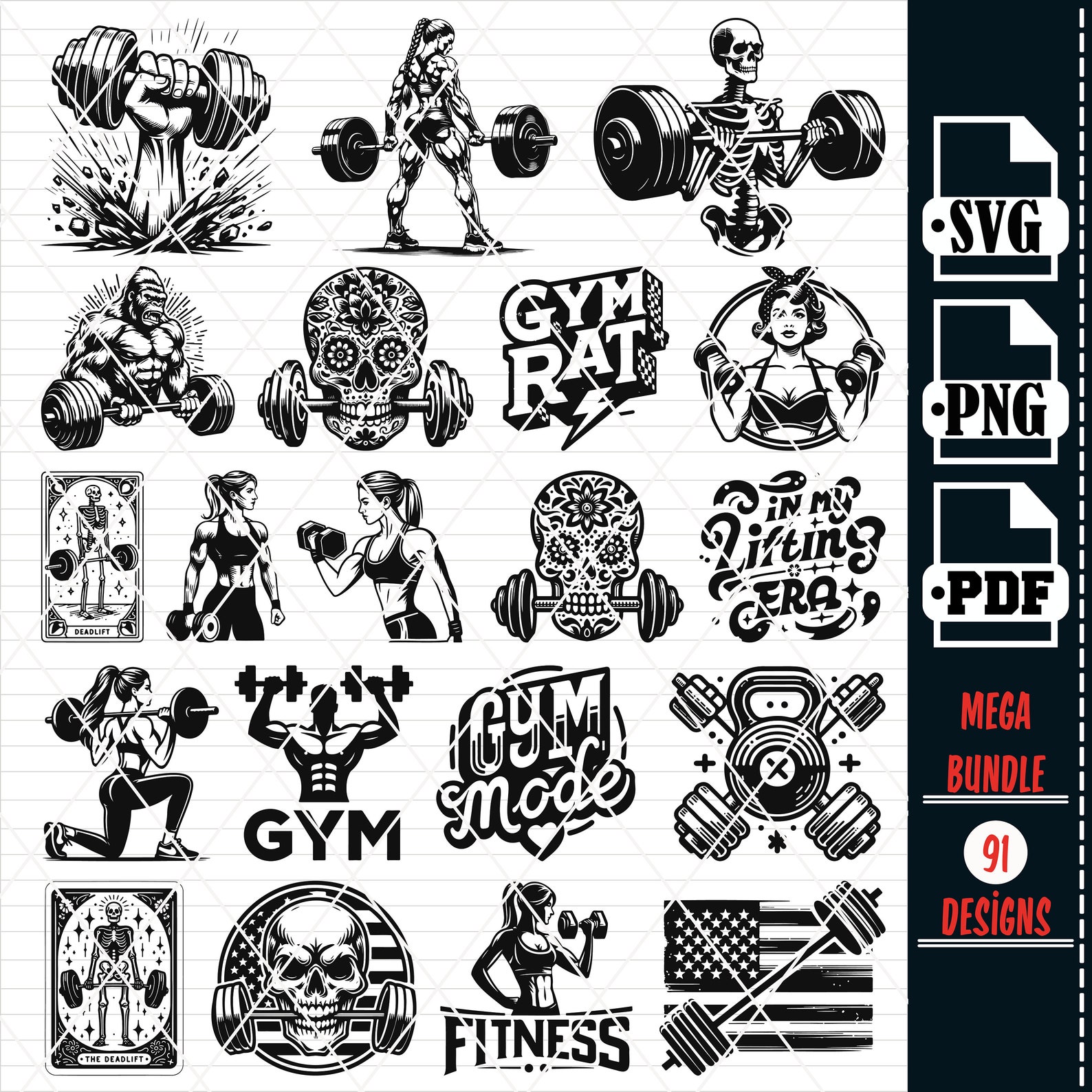 Gym SVG Mega Bundle, Fitness Clipart, Cut Files (svg, Png, Pdf) - Etsy