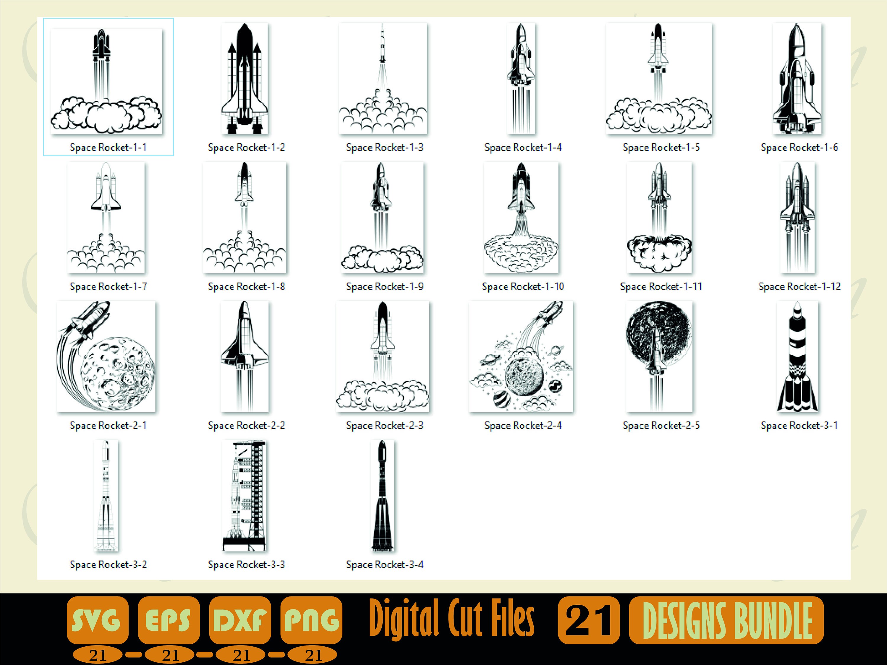 Rocketship SVG Spacecraft SVG Bundle Clipart Cut Files for | Etsy