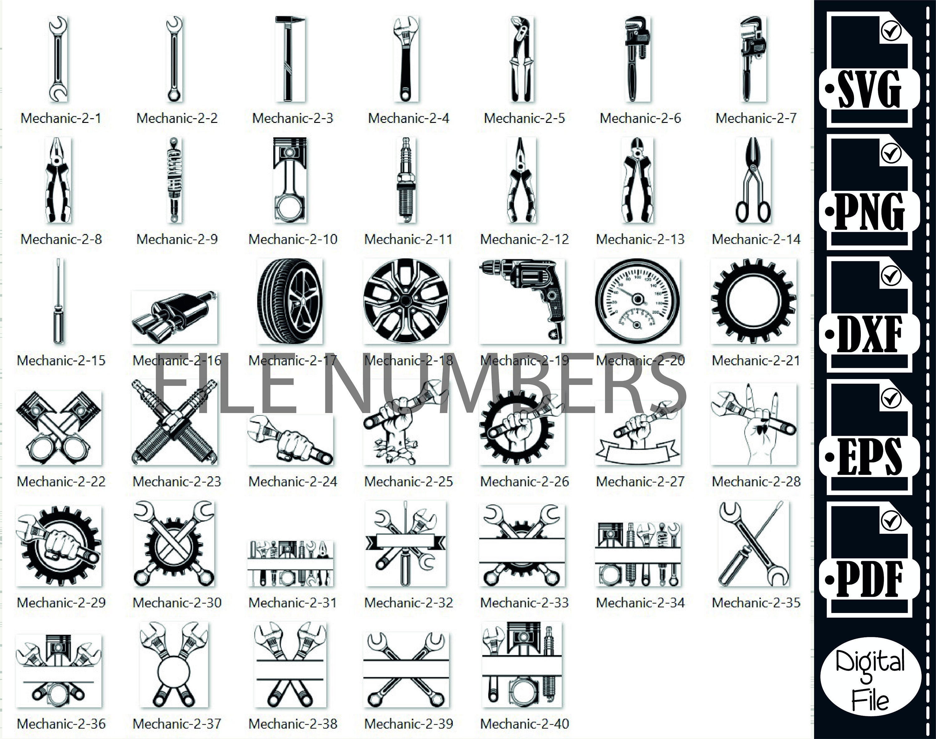 Mechanic Tools SVG, Auto Repair Clipart, Cricut Silhouette Cut Files - Etsy