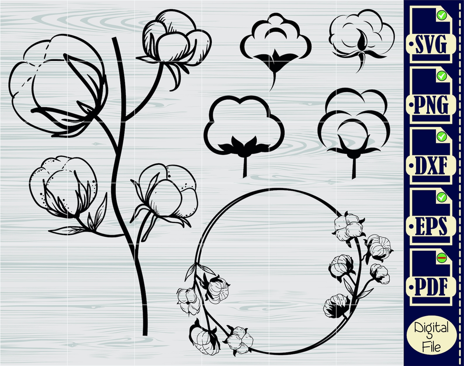 Cotton SVG File Cotton Ball Svg Cotton Branch Svg Cotton - Etsy