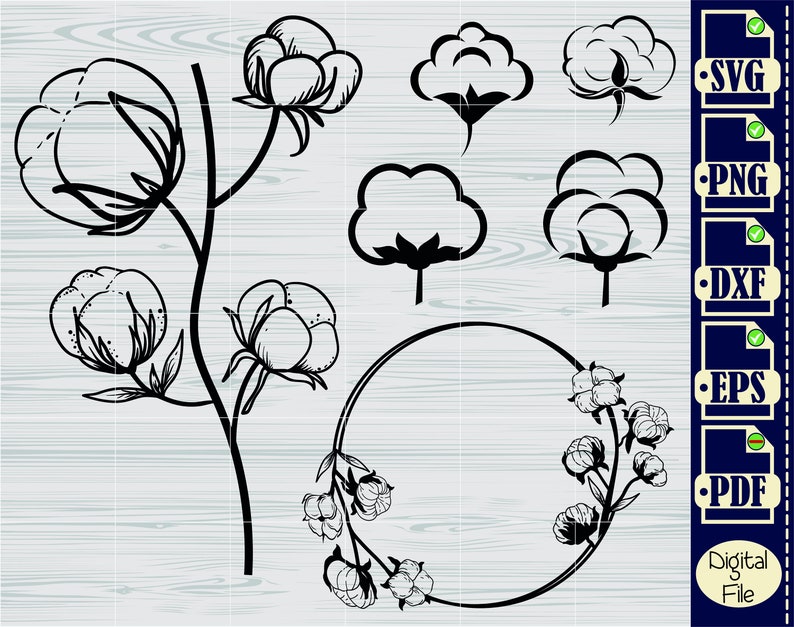 Cotton SVG File Cotton Ball Svg Cotton Branch Svg Cotton - Etsy