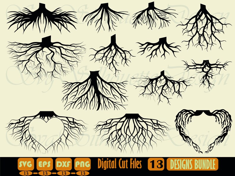 Tree Roots SVG Bundle Roots SVG Roots Clipart Roots Cut | Etsy