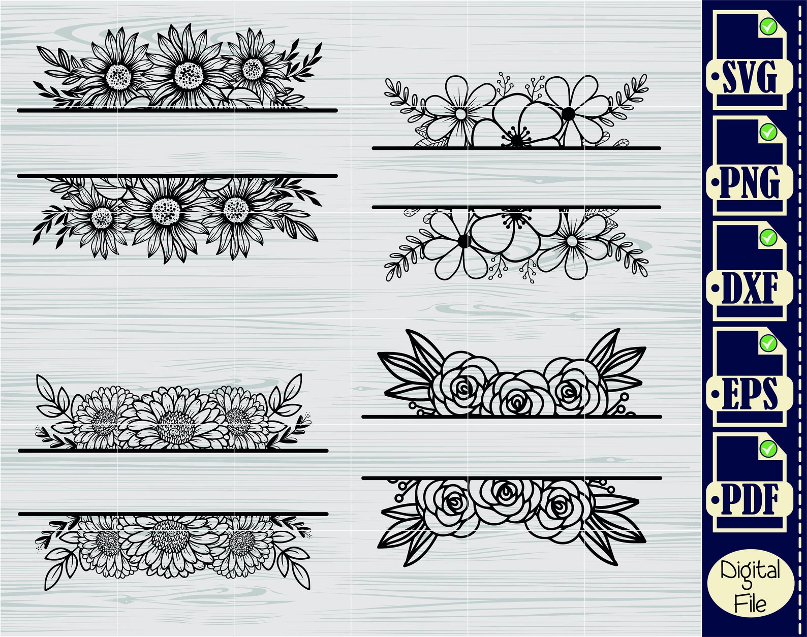 Floral Frame Monogram SVG, Flower Border Cut File (digital Download) - Etsy