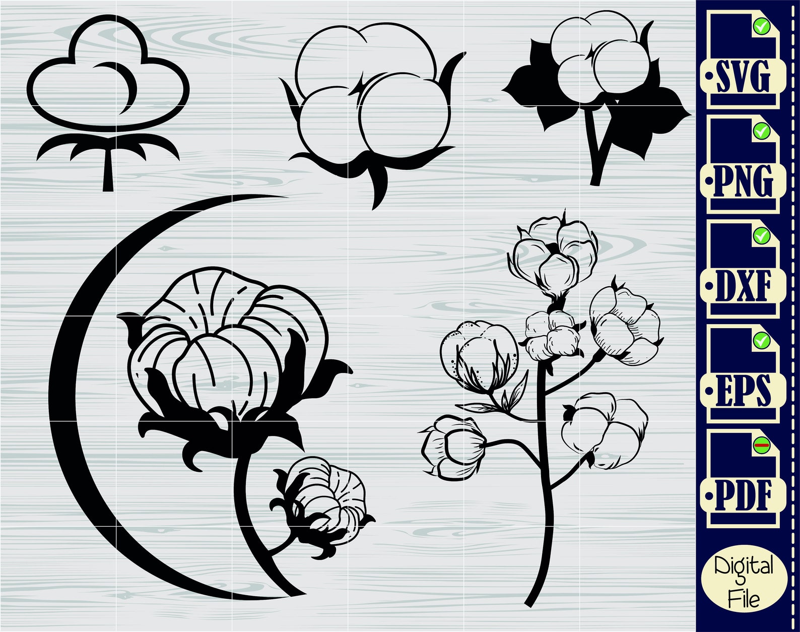 Cotton SVG File Cotton Ball Svg Cotton Branch Svg Cotton - Etsy