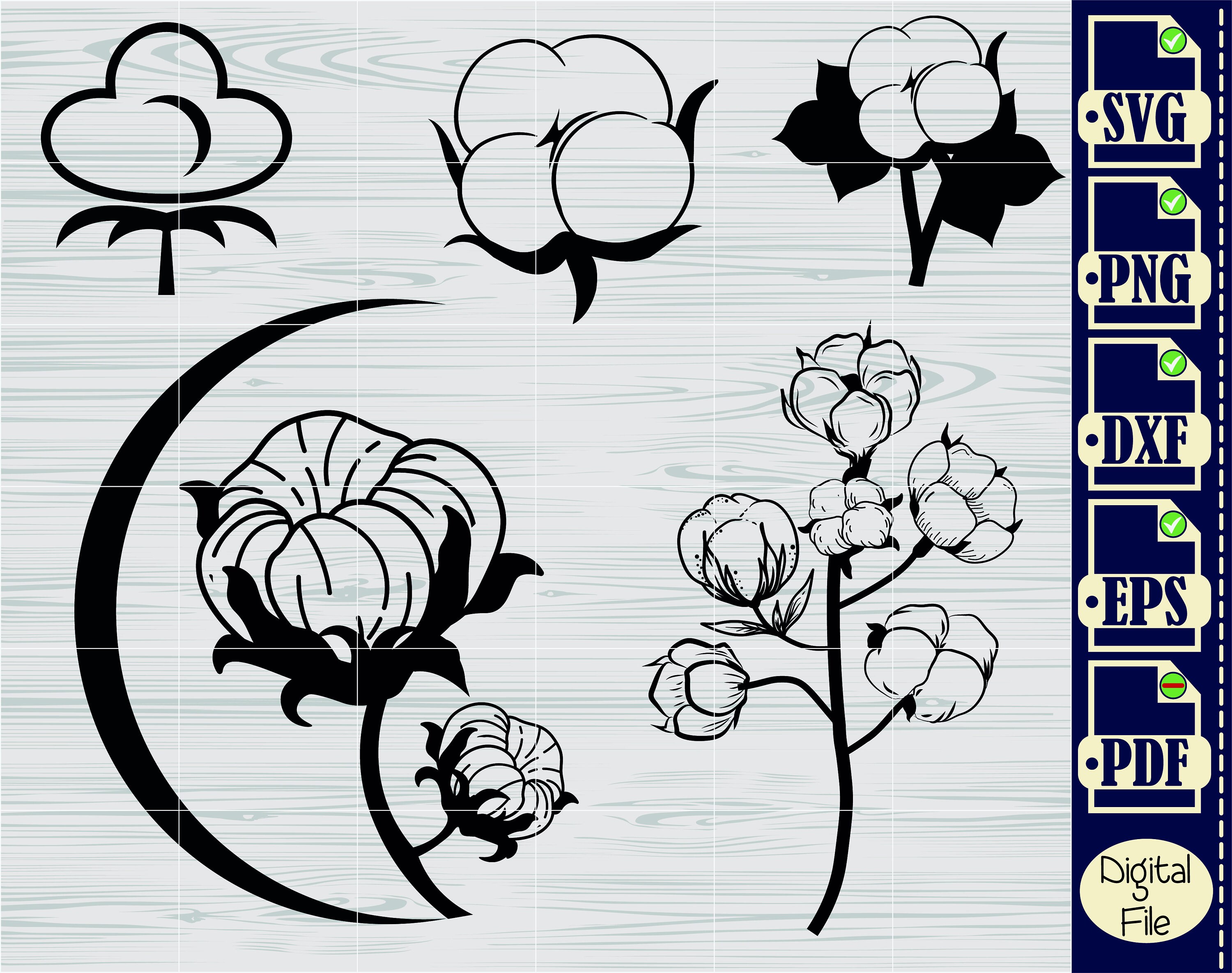 Cotton SVG File Cotton Ball Svg Cotton Branch Svg Cotton - Etsy