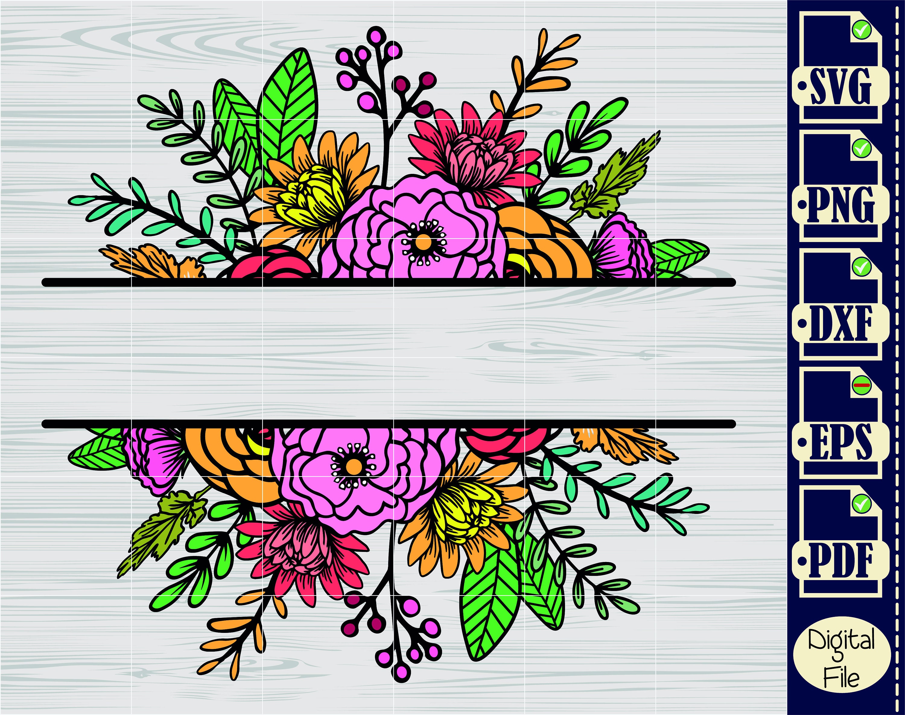 Split Floral Frame SVG3 Split Flower Frame SVG Floral - Etsy