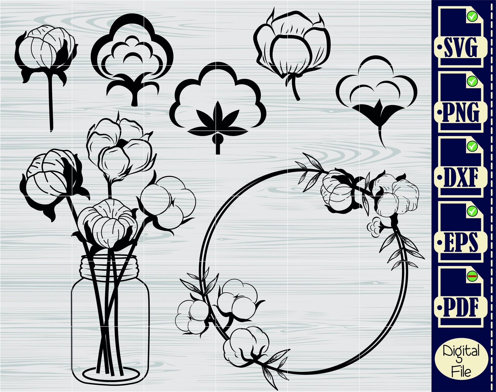 Cotton SVG File Cotton Ball Svg Cotton Branch Svg Cotton - Etsy