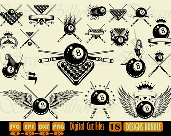 Cue Sticks Monogram Svg Pool Billiard Name Frame Svg Snooker - Etsy