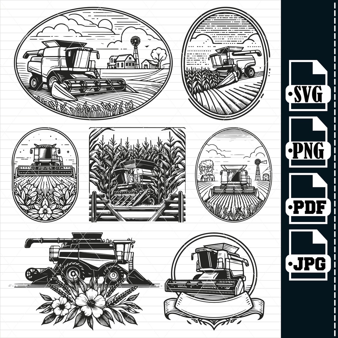 Combine Harvester SVG, Farm Vehicle SVG, Wheat Harvester Svg, Combine ...