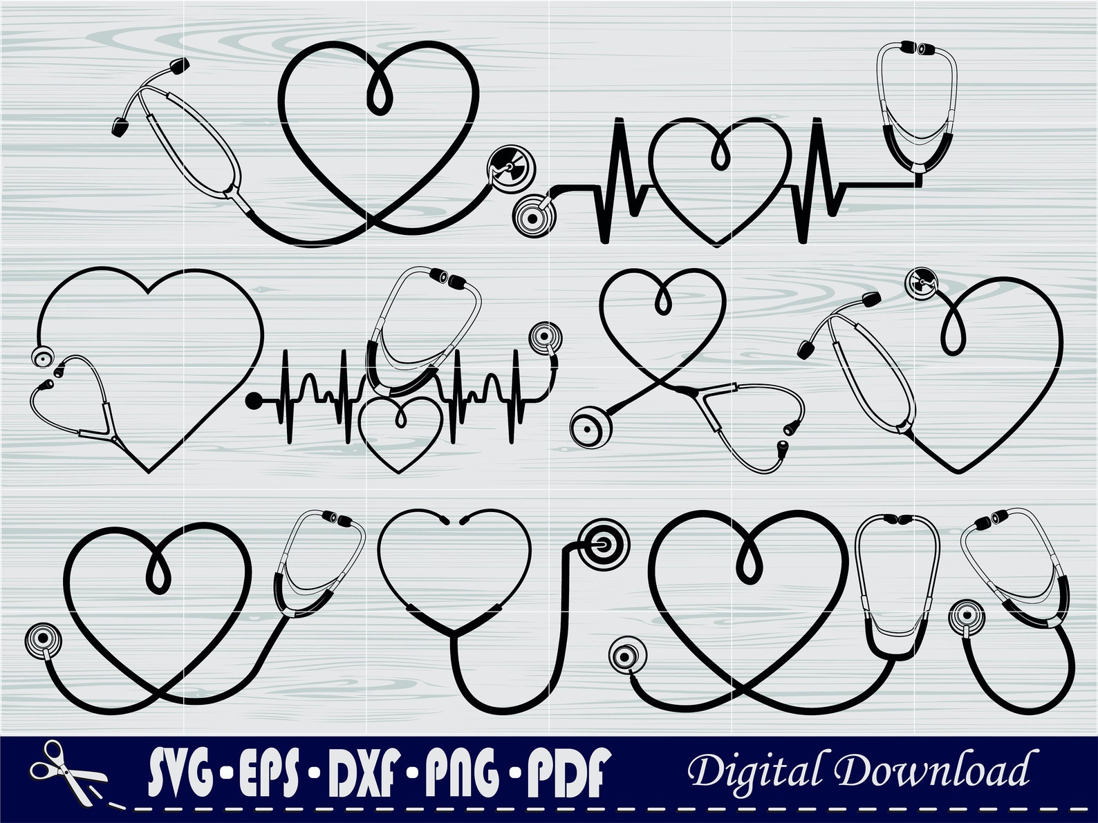 Stethoscope SVG 3 Stethoscope Split Monogram SVG Bundle - Etsy