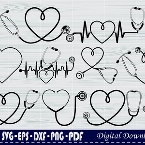 Stethoscope SVG 3 Stethoscope Split Monogram SVG Bundle - Etsy