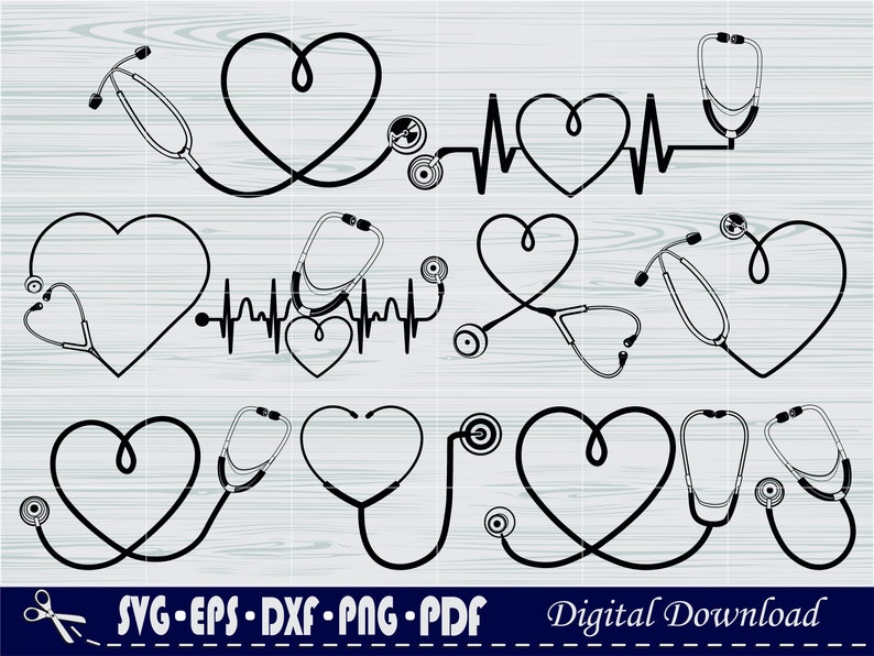 Stethoscope SVG 3 Stethoscope Split Monogram SVG Bundle - Etsy