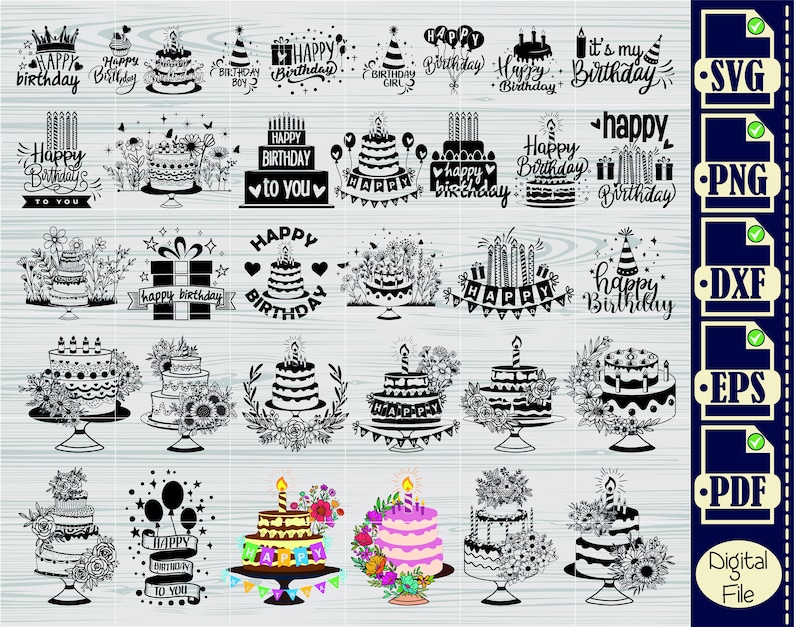 Birthday Cake SVG Happy Birthday Cake SVG Birthday Cake - Etsy